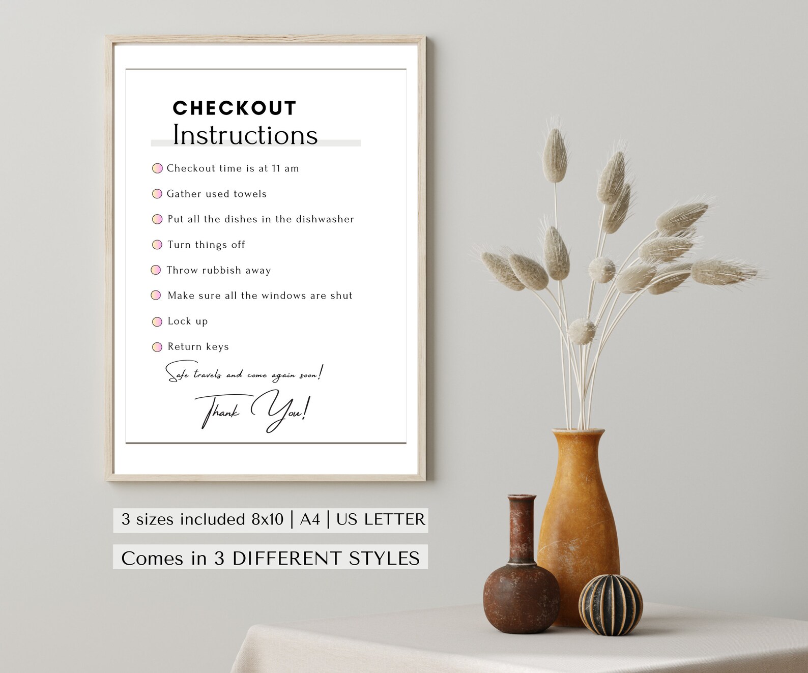 Checkout Signs, Checkout List,vacation Rental Sign,checkout Template ...