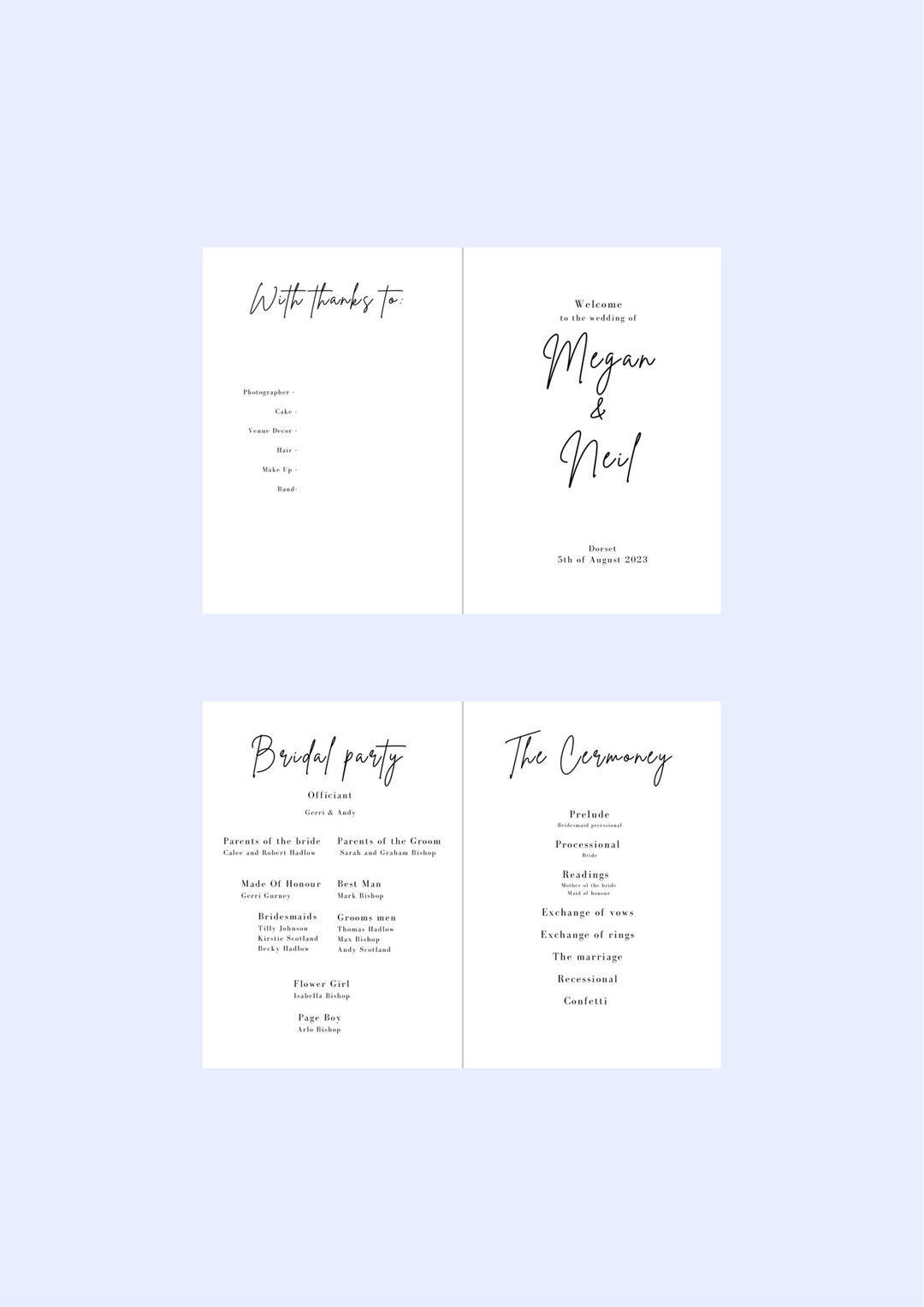 Ceremony Program Template - Etsy