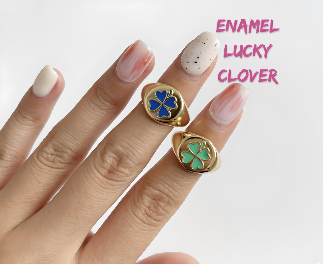 Lucky Clover Four Leaf Enamelled Ring Mix and Match Staple - Etsy