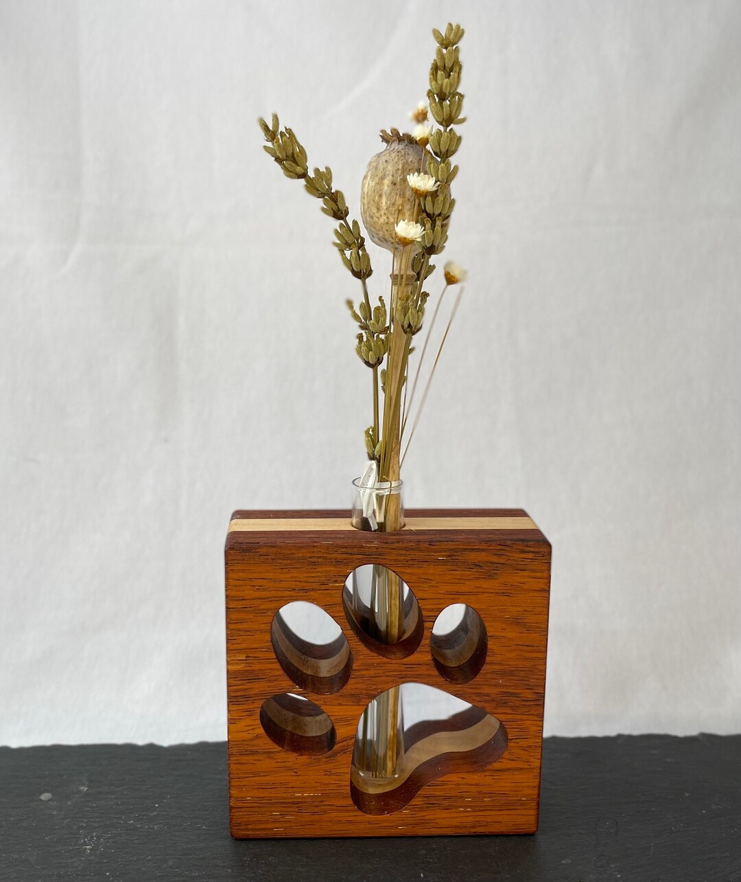 Square Wooden Vase With Paw - Etsy