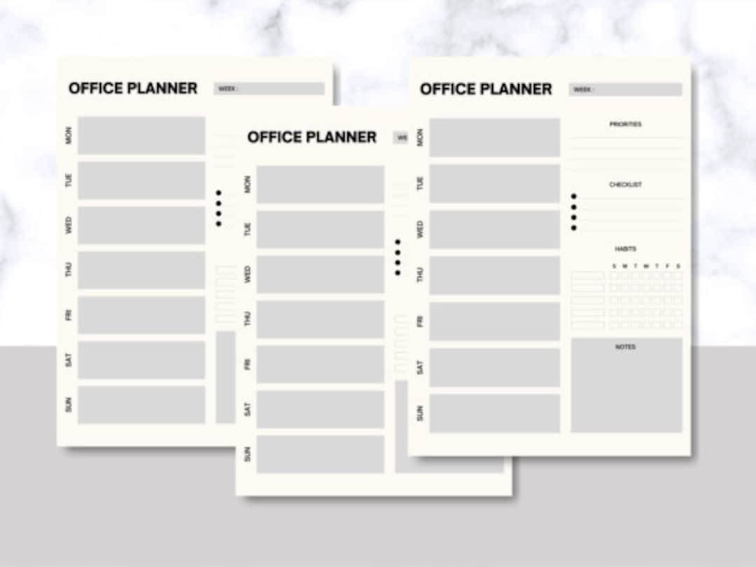 Office Work Planner and Organizer, Work to Do Checklist, Custom ...