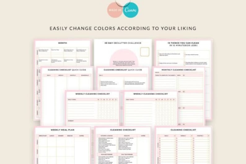 Editable ADHD Cleaning Planner Bundle Printable Weekly - Etsy