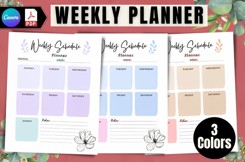 Weekly Planner Printable to Do List, Minimal Weekly Schedule, Weekly ...