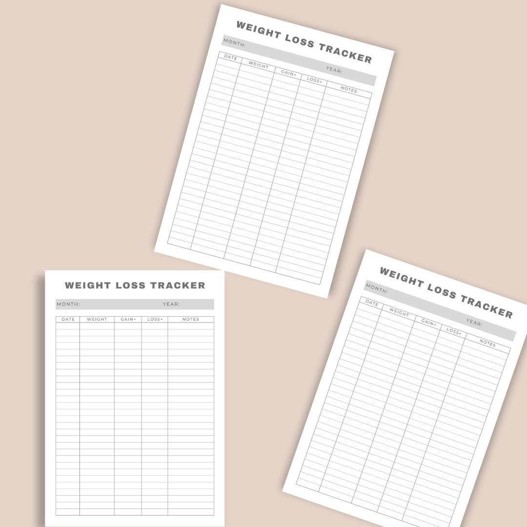 Minimal Weight Loss Tracker Sheet Planner - Etsy