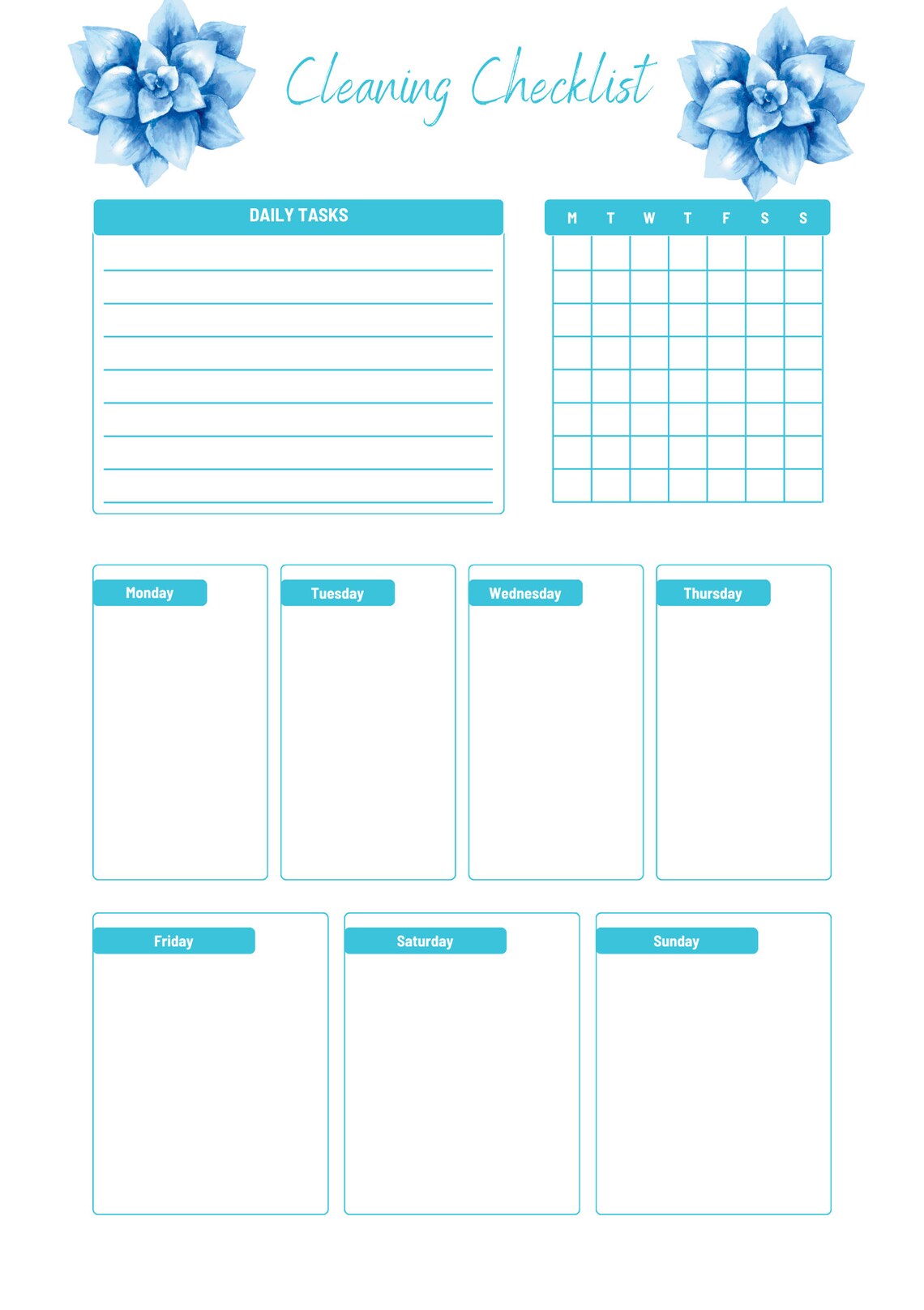 Simple Cleaning Planner Printable, Home or Office Cleaning, Cleaning ...