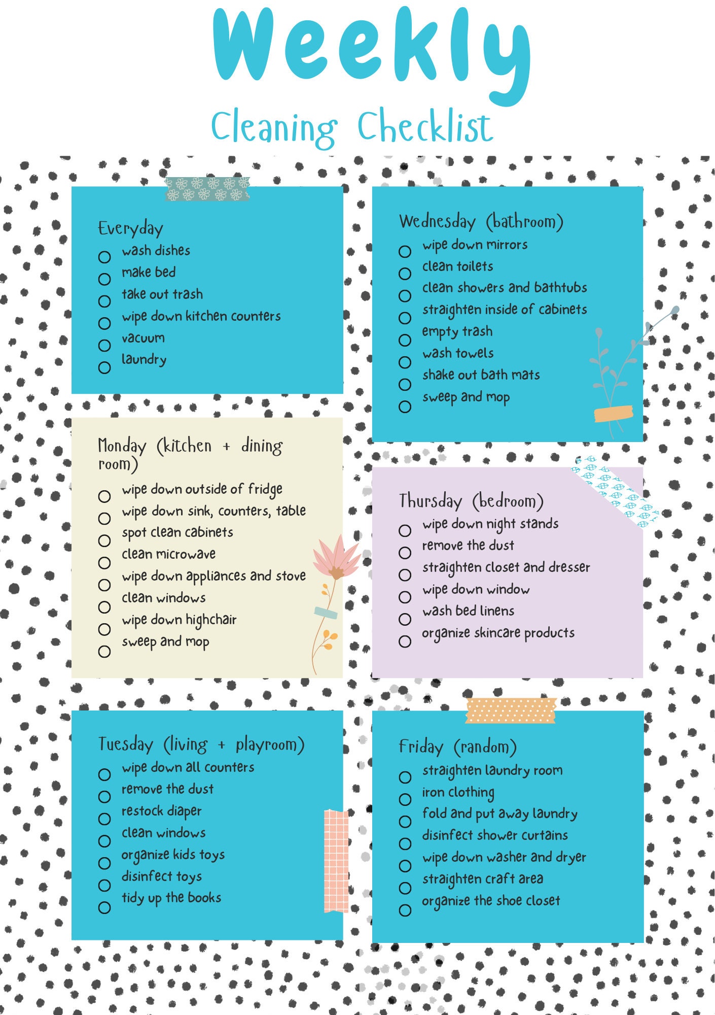 Simple Cleaning Planner Printable Home or Office Cleaning - Etsy