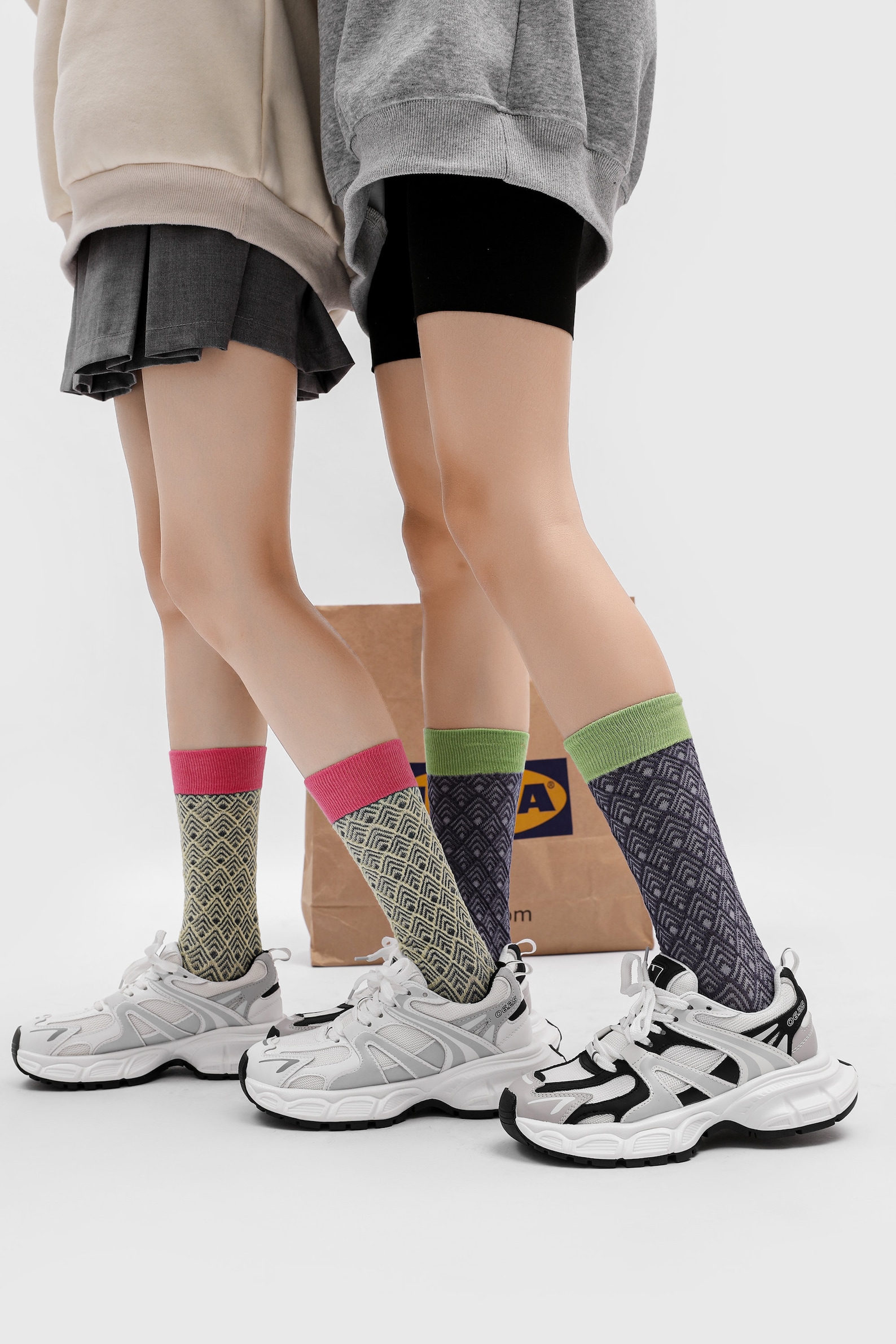 Women Embossed Stockings/ Knee High Socks | Soft | Cute | Gray | Blue ...