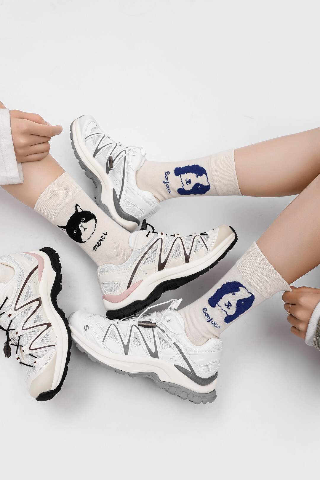 Women’s Animal White Socks| Soft | Cute | Cat | Dog | Comfortable ...