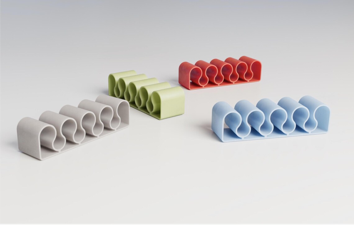 3D Printed Pack of 4 Cable Management Holders – Self-adhesive Cord ...