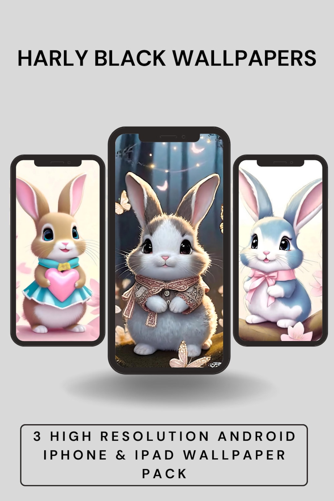 Android, iPhone iPad Wallpaper - 3 High Resolution Cute Bunny Images ...