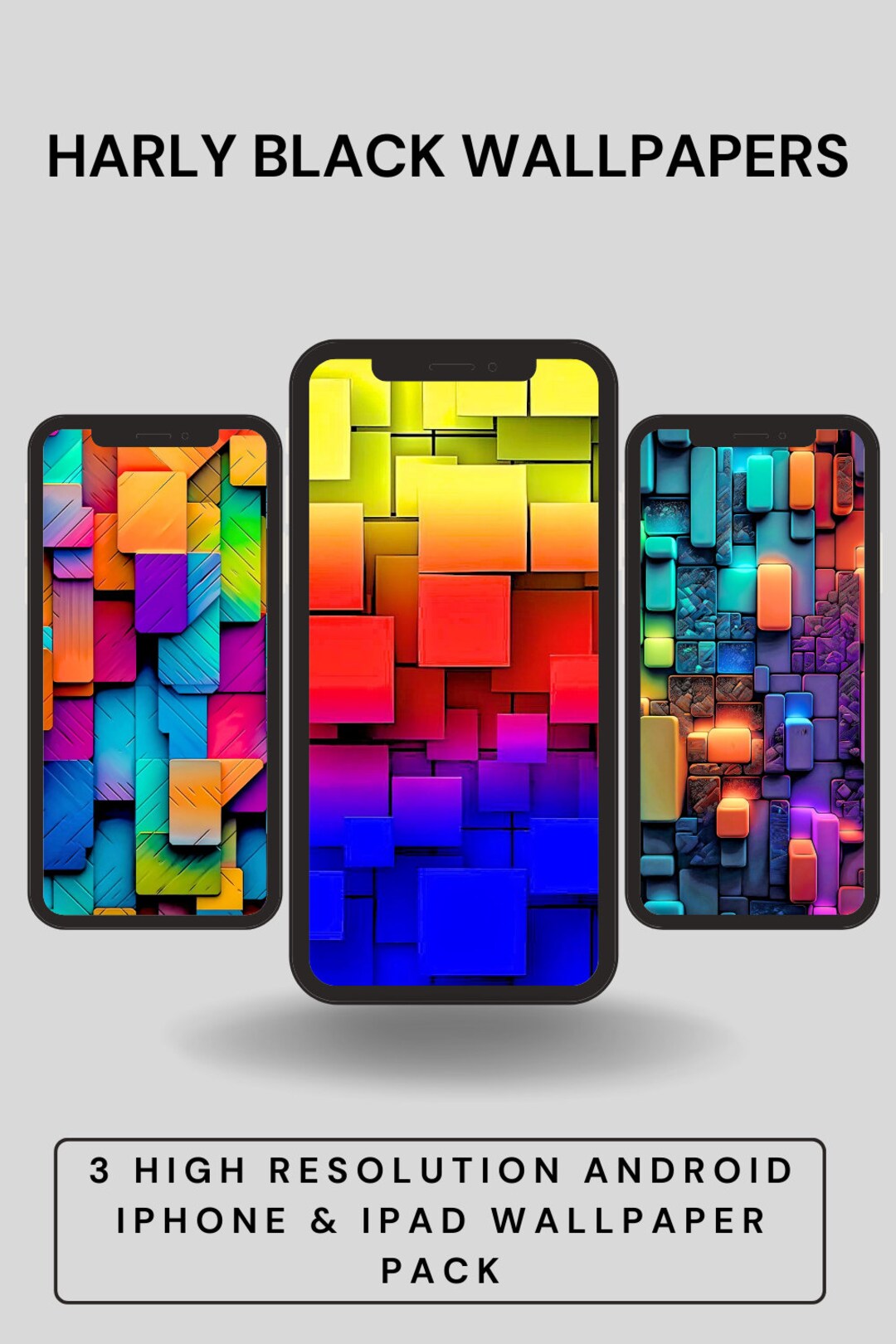 Android, iPhone iPad 3D Wallpaper - 3 High Resolution Geometric Block ...