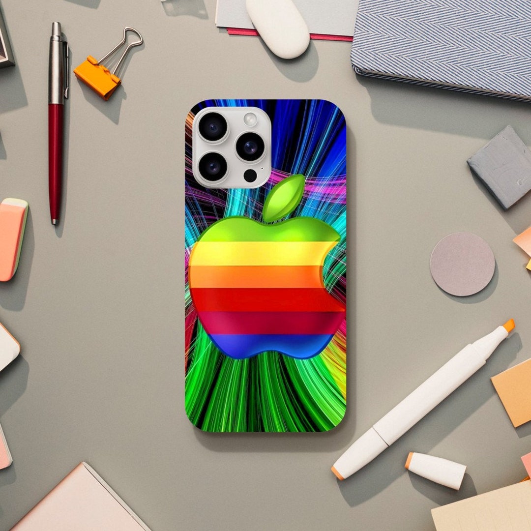 Premium Rainbow Apple Logo Design Flexible, Slim or Tough iPhone Case ...