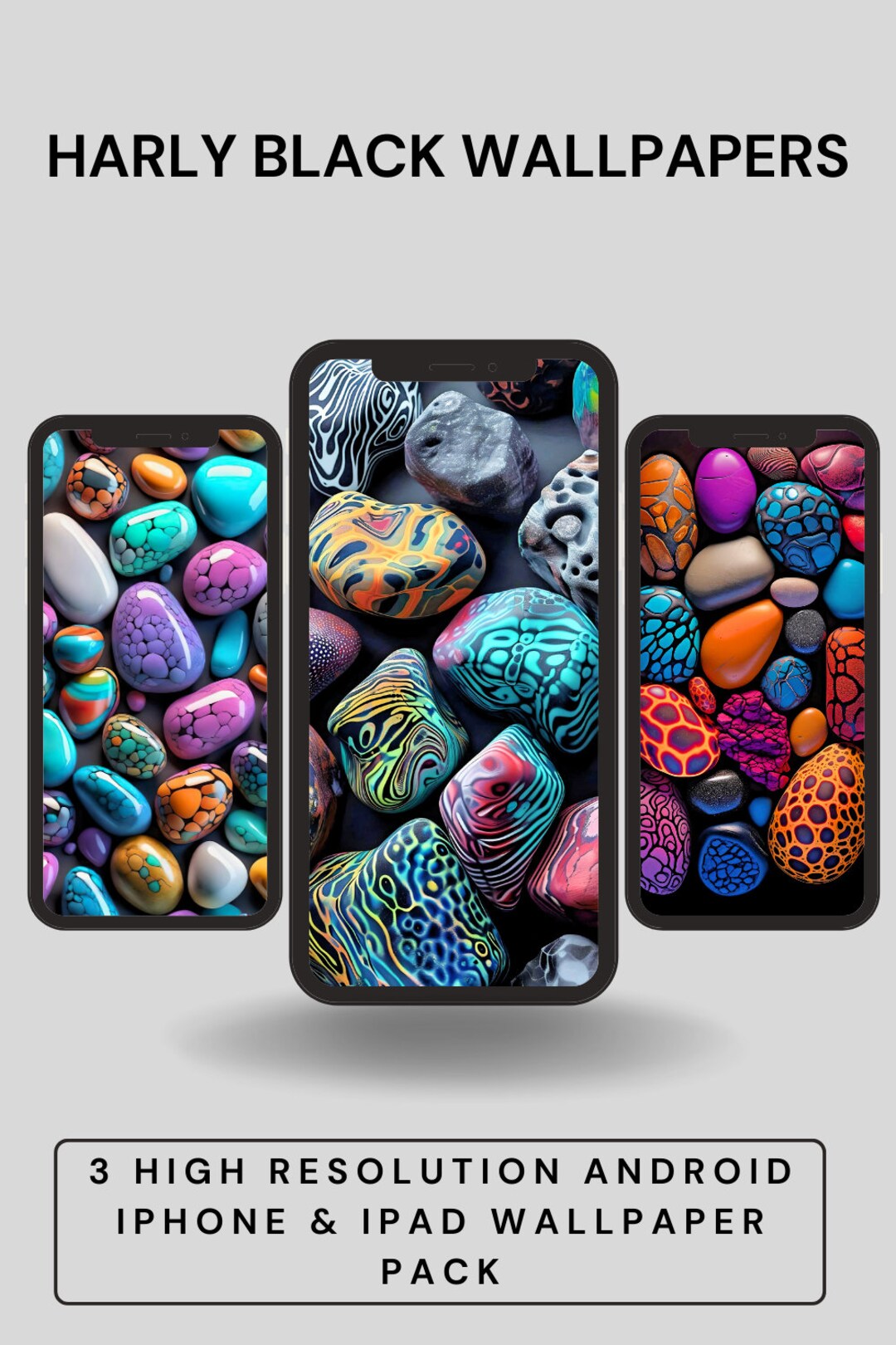Colorful Pebble Phone Wallpaper, 3D Modern Lock Screen (digital ...