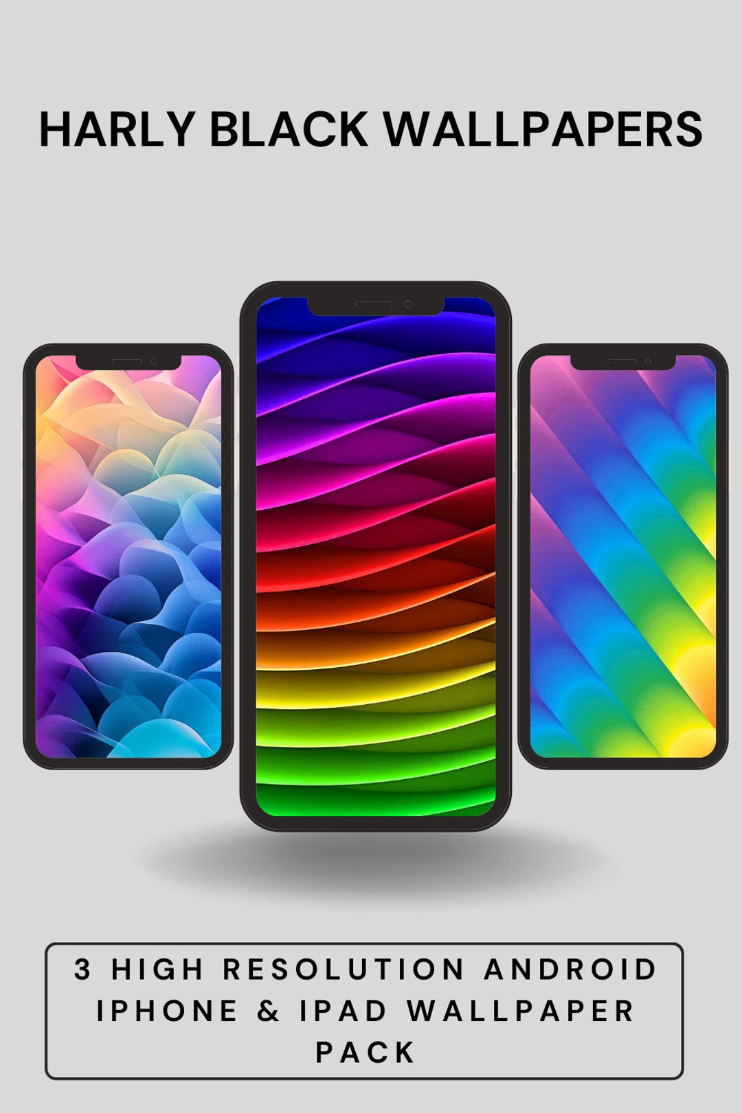 Android, iPhone iPad Wallpaper - 3 High Resolution Rainbow Art ...