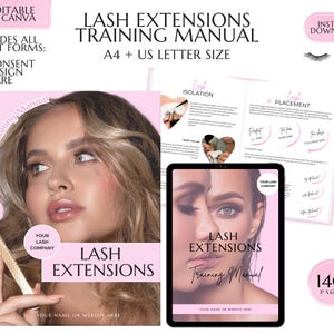 Lash Extension Training Manual, Beauty School Guide, Editable Ebook ...