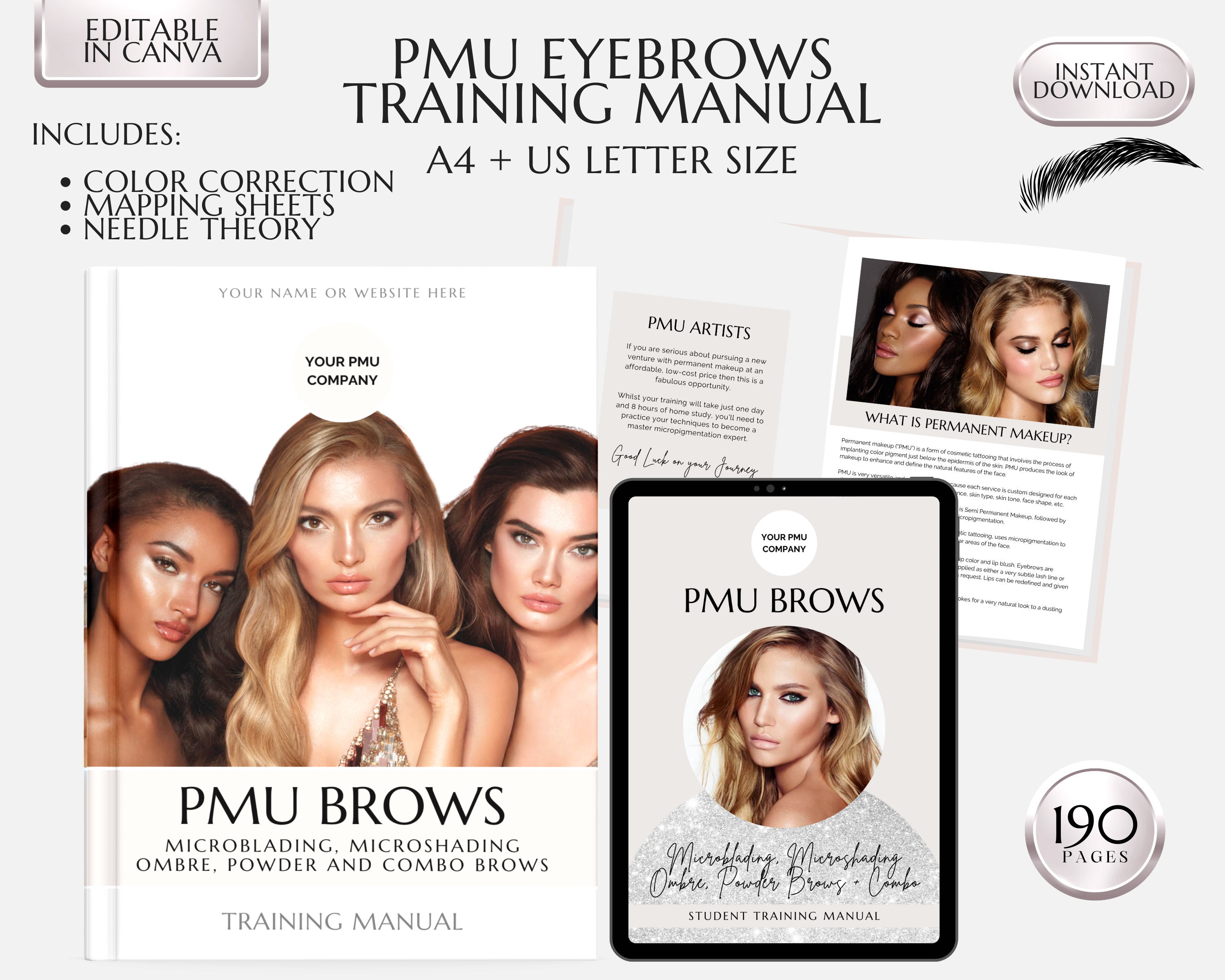 PMU Eyebrows Training Manual, Ombre, Powder Brows, Microblading ...