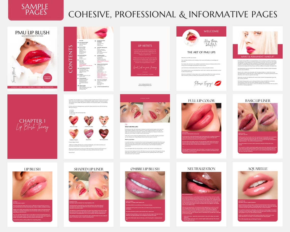 Lip Blush Training Manual, PMU Lips Course, Editable Guide, Tattoo Lip ...