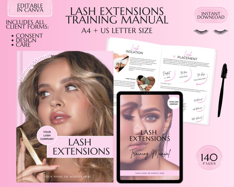 Lash Extension Training Manual, Beauty School Guide, Editable Ebook ...