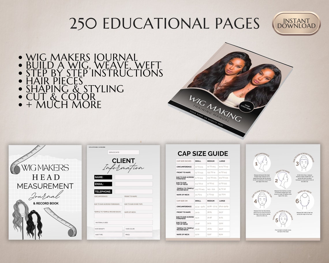 Wig Making Training Manual, Step-by-step Course (edit Canva, PDF) - Etsy