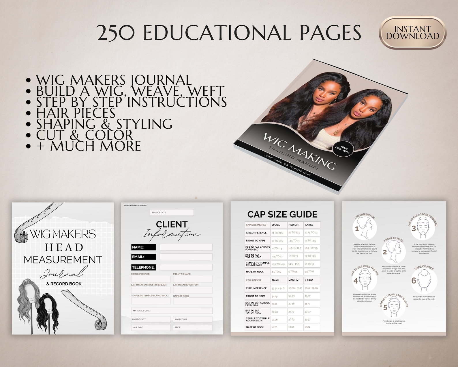 Wig Maker Training Manual, Wig Making Course, Hand Tied, Machine, Step ...