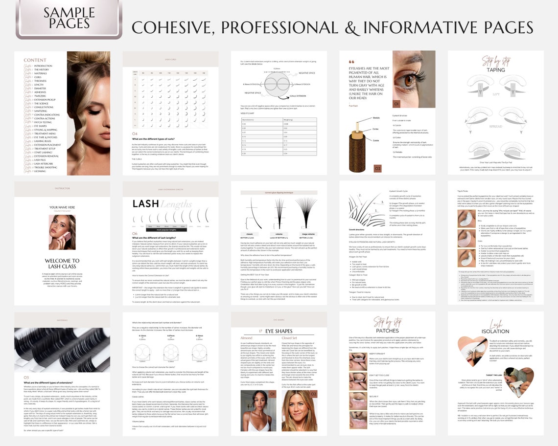 Eyelash Manual, Custom Lash Manual, Eyelash Extensions Training Manual ...