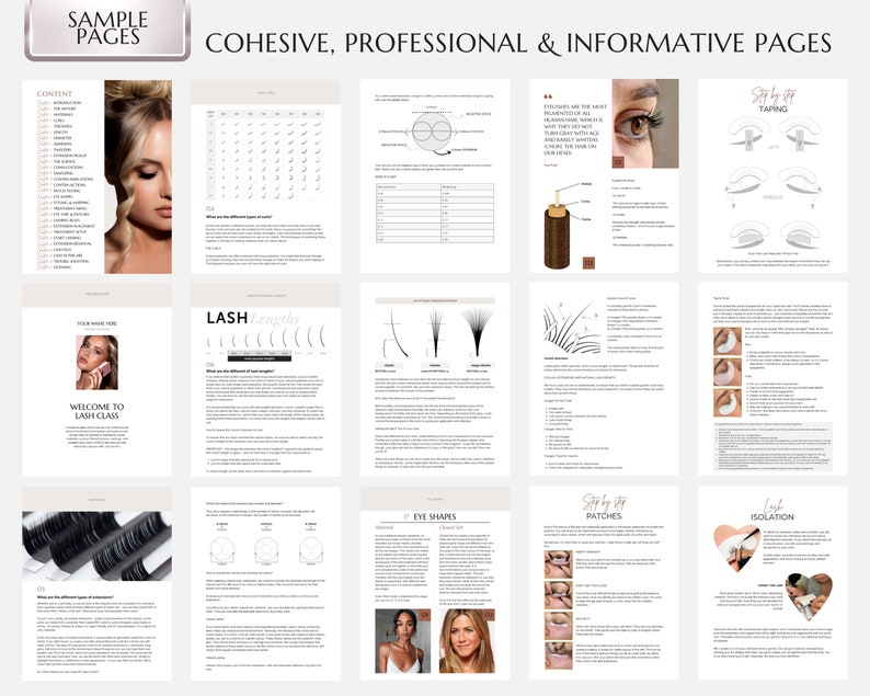 Eyelash Manual, Custom Lash Manual, Eyelash Extensions Training Manual, Lash Extensions Guide ...