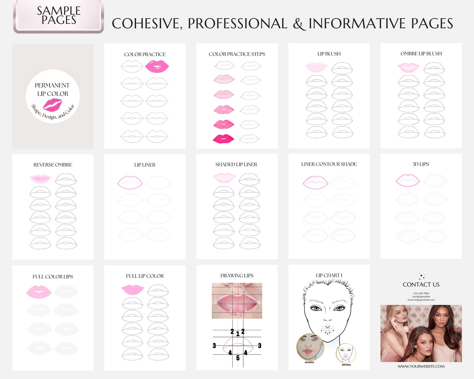 PMU Lips Training Manual, Lip Blush, Liner, Aquarelle (PDF) - Etsy