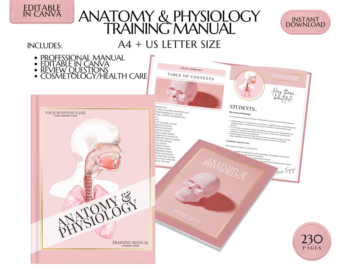 Anatomy Training Manual, Editable A&P Course, Anatomy and Physiology ...