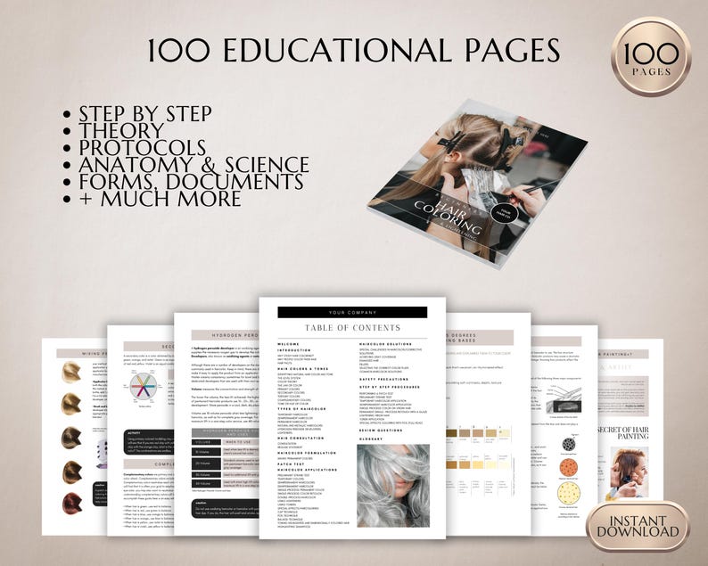 Hair Coloring Training Manual, Hair Lightening Guide, Balayage, Student ...
