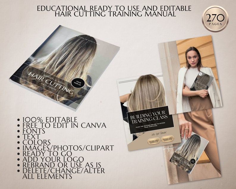 Hair Cutting Training Manual, Cosmetology Student Guide (editable Canva ...