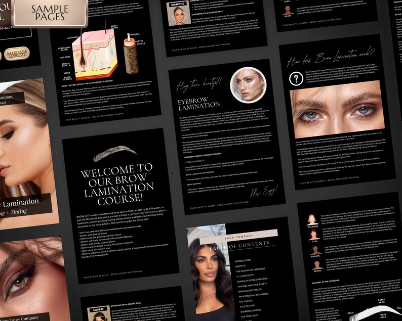 Eyebrow Lamination Manual, Brow Perming Training Guide, Brows Training 