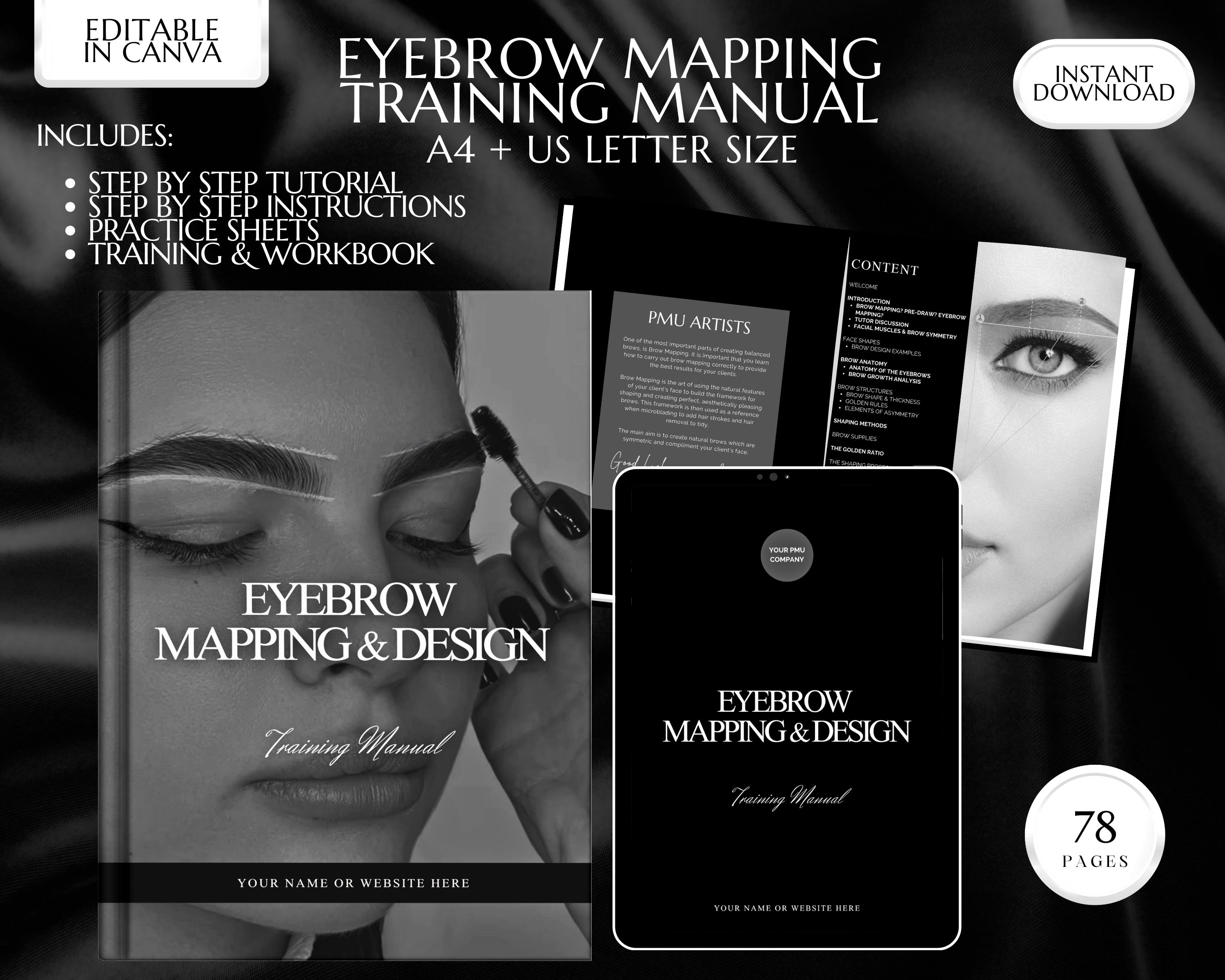 Brow Mapping Manual, Eyebrow Mapping Workbook, Brow Mapping & Design Course, Student Training ...