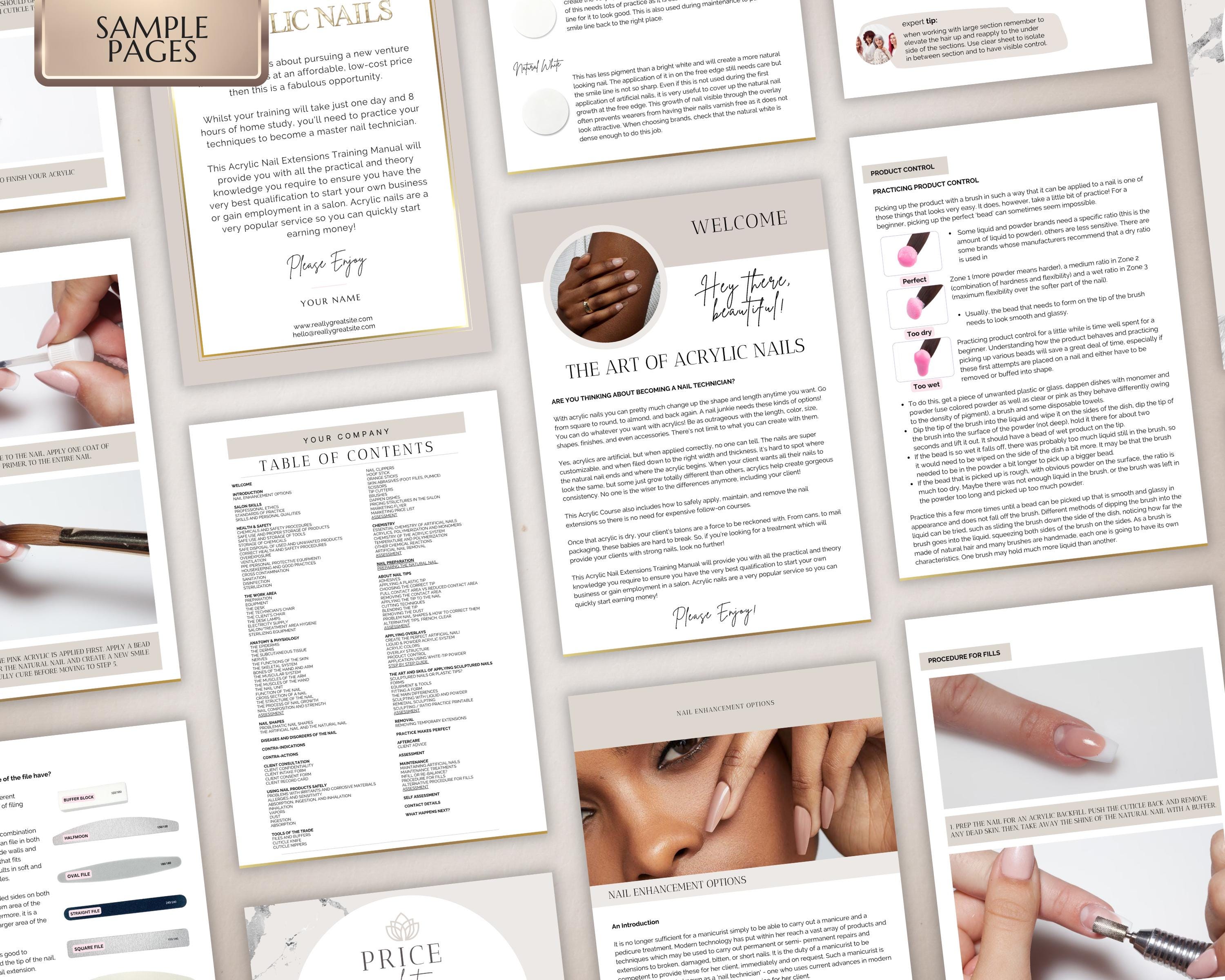 Acrylic Nail Extensions Training Manual, Canva Editable (PDF) - Etsy