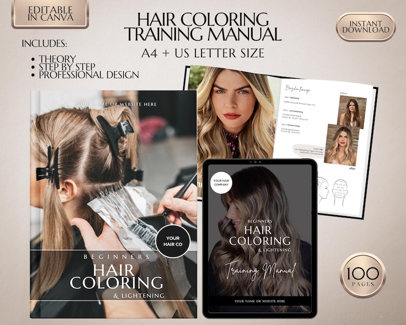 Hair Coloring Training Manual, Hair Lightening Guide, Balayage, Student ...