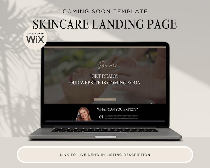 Skincare Wix Landing Page Design, Esthetician Landing Page Template, Coming Soon Page, Coming ...