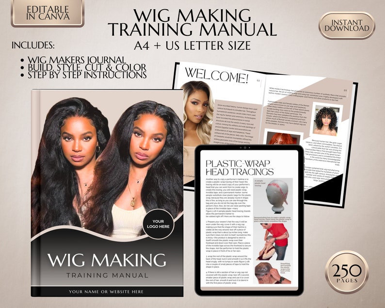 Wig Making Training Manual, Weaves, Wefts (edit Canva PDF) - Etsy