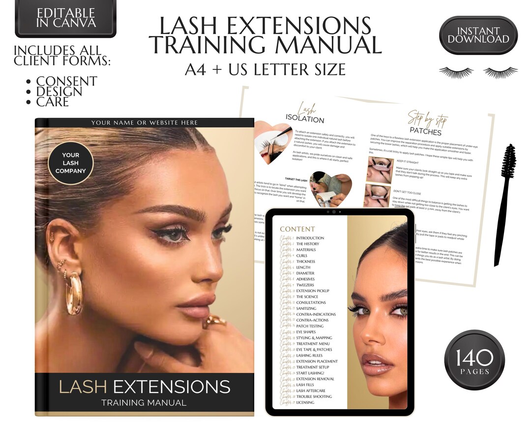 Lashes Guide, Lash Training Manual, Lash Manual, Eyelash Extensions ...
