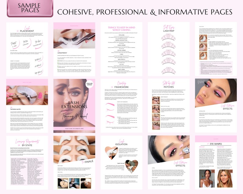 Lash Manual Pink, Custom Lash Manual, Eyelash Extensions, Training ...