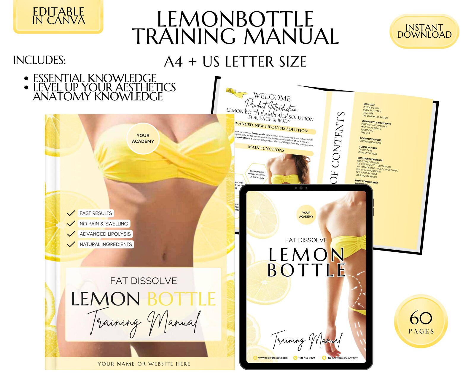 Lemonbottle Training Manual, Lemon Bottle Fat Dissolve, Lipolysis Training Guide, Edit in Canva ...