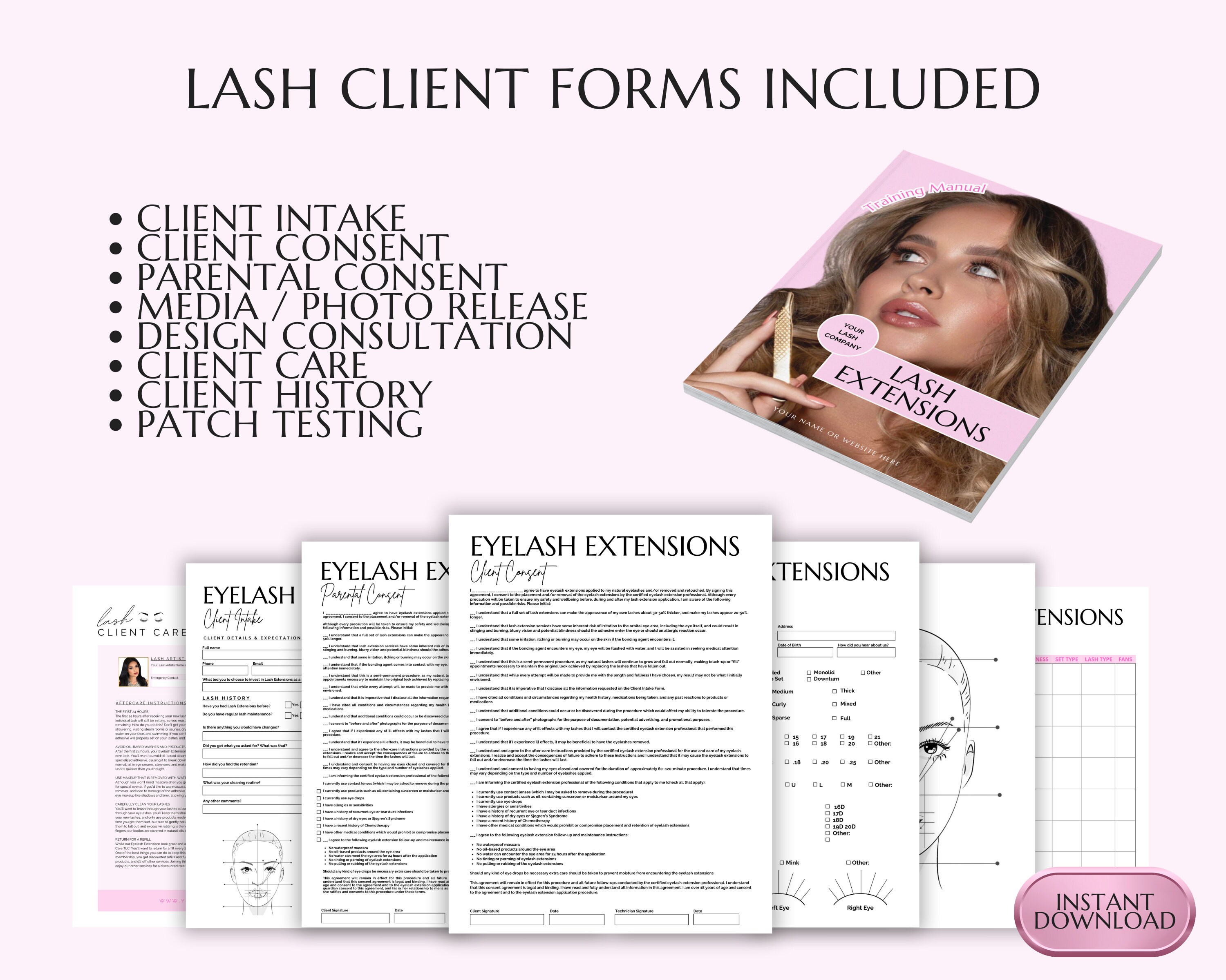 Lash Manual Pink, Custom Lash Manual, Eyelash Extensions, Training ...