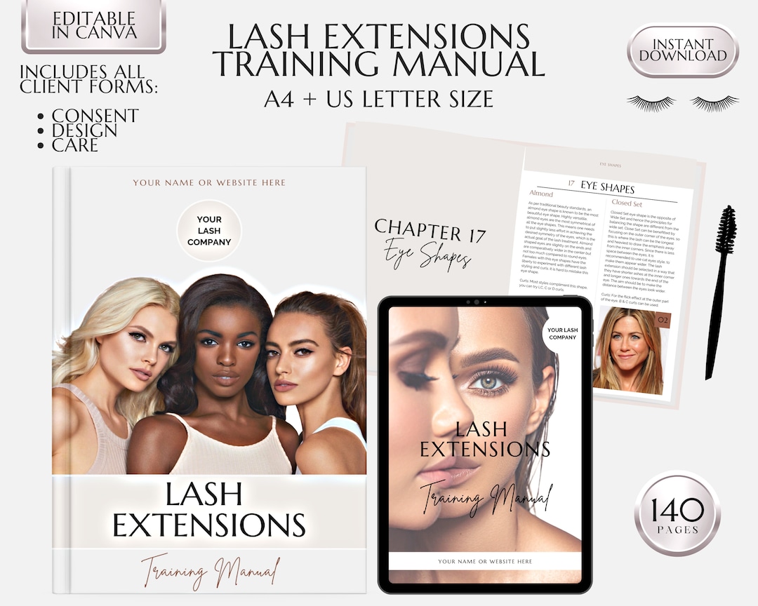 Eyelash Manual, Custom Lash Manual, Eyelash Extensions Training Manual, Lash Extensions Guide ...