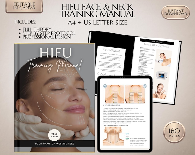 HIFU Face & Neck Training Manual, Skin Tightening Guide (PDF, Canva) - Etsy