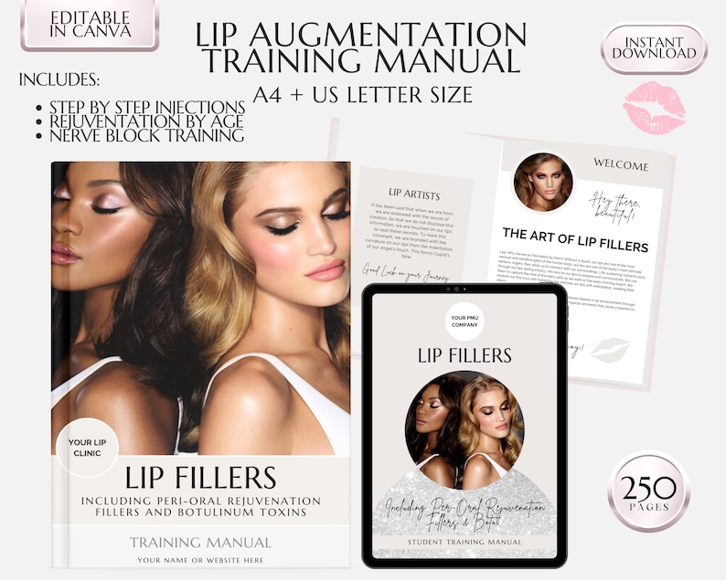 Lip Filler Training Manual, Injection Techniques, Botox (editable Canva ...