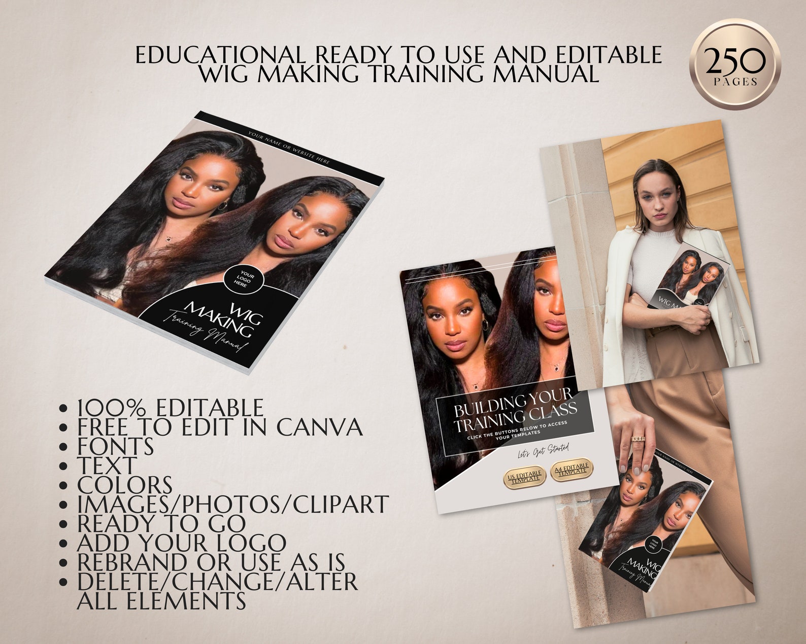 Wig Making Training Manual, Weaves, Wefts (edit Canva PDF) - Etsy