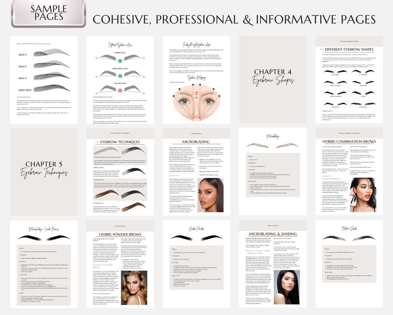 PMU Eyebrows Training Manual, Ombre, Powder Brows, Microblading ...