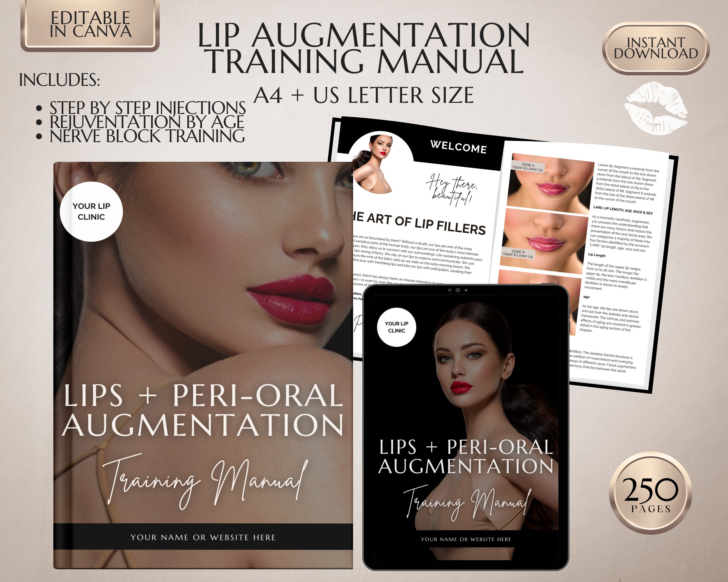 Lip Filler Training Manual, Augmentation Guide, Editable Ebook (PDF) - Etsy