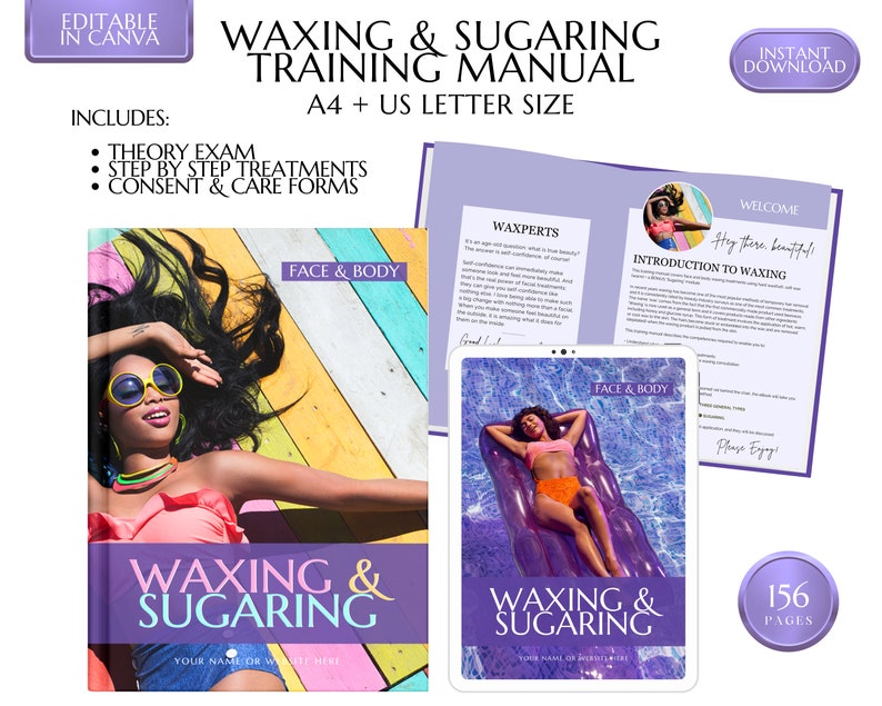 Waxing & Sugaring Training Manual, Esthetician Guide, Editable in Canva ...