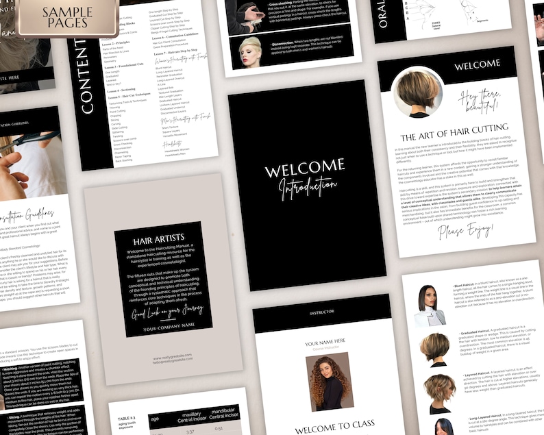 Hair Cutting Training Manual, Cosmetology Student Guide (editable Canva ...