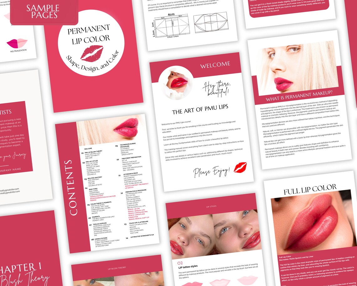 Lip Blush Training Manual, PMU Lips Course, Editable Guide, Tattoo Lip ...