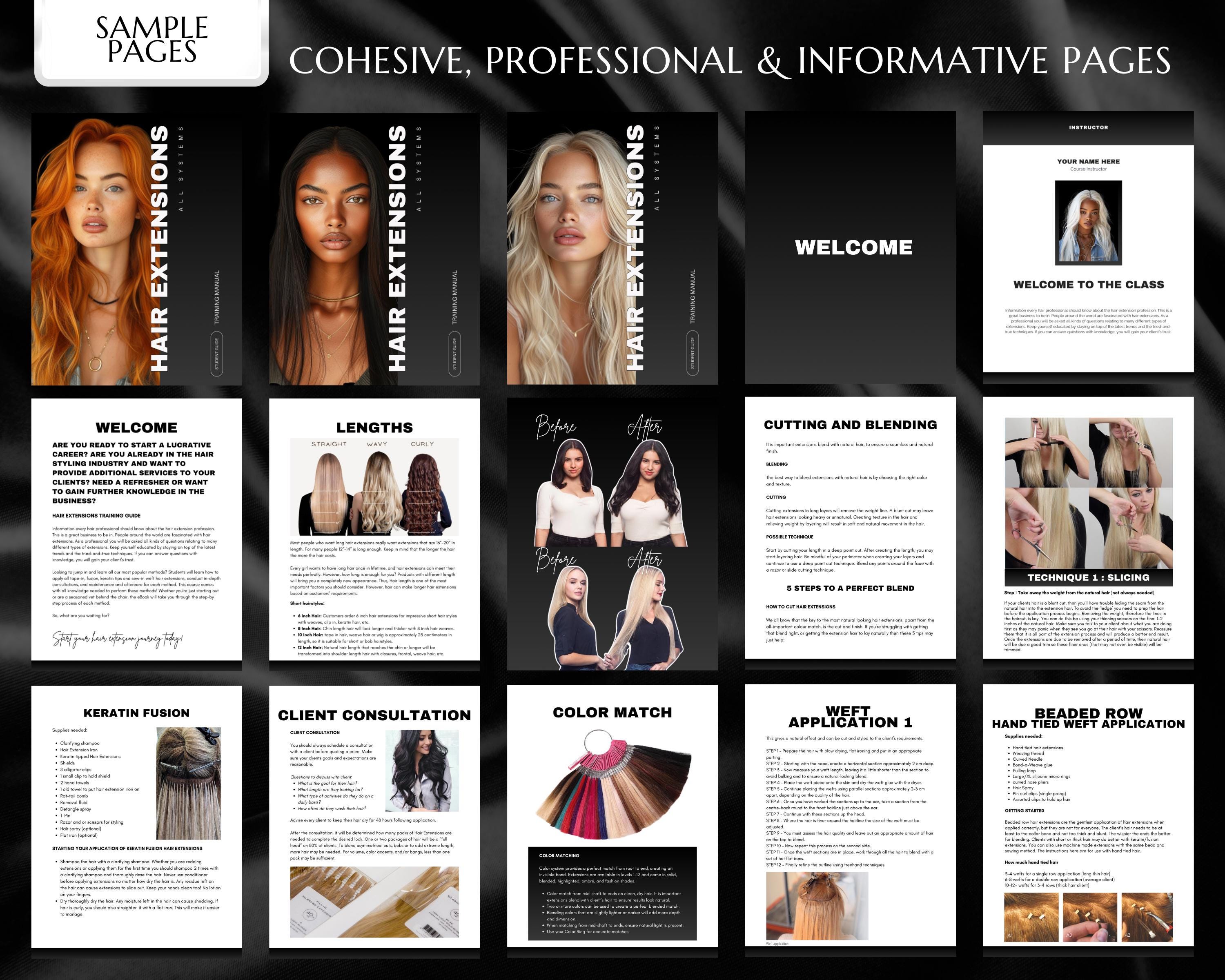 Hair Extensions Training Manual, Keratin Bond Fusion, Sew In, Weft ...